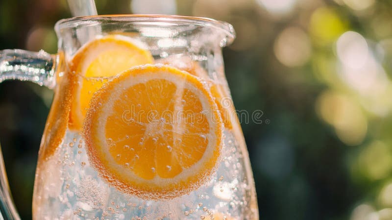 Refreshing Sparkling Orange Drink in Glass Pitcher Stock Illustration ...