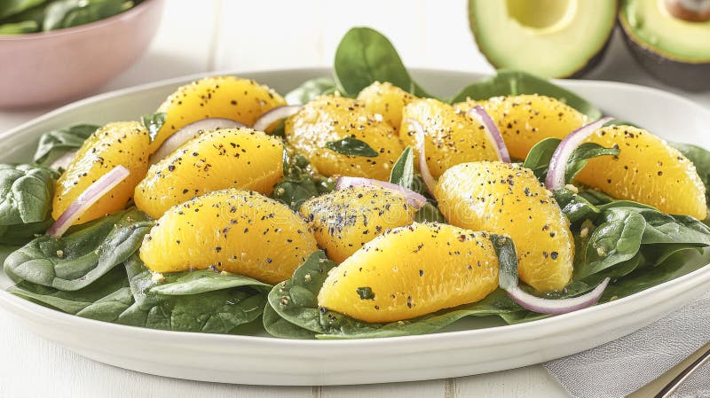 Refreshing Spinach and Orange Salad with Red Onion and Poppy Seed ...