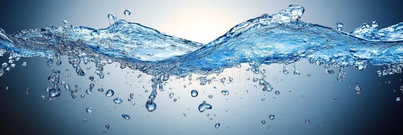 Refreshing Splash of Crystal-clear Water Forming a Wave with Bubbles on ...