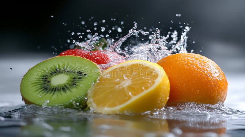 Refreshing Splash Fruit Water Perfect Summer Delight Stock Photos ...