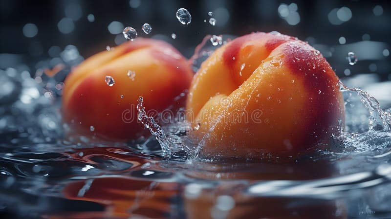 Refreshing Splash of Juicy Peaches in Water Stock Image - Image of ...