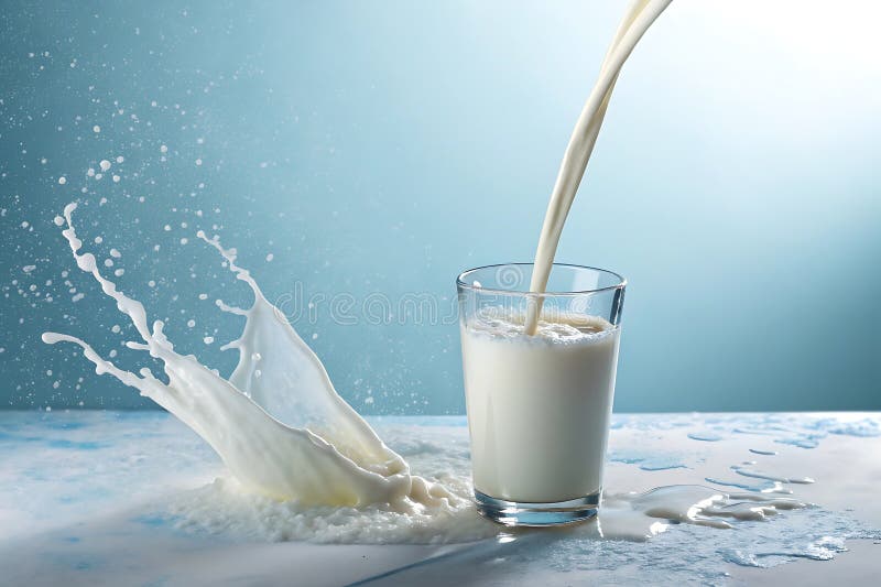Refreshing Splash of Milk at Night Under a Moonlit Sky in the Usa Stock ...