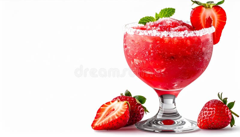 Refreshing Strawberry Frozen Cocktail in Glass Stock Illustration ...