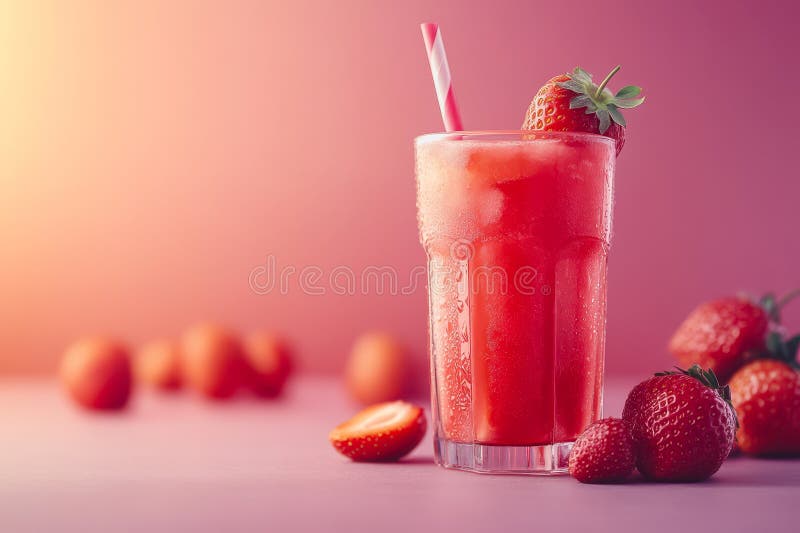 Refreshing Strawberry Juice on Smooth Gradient Background Stock Image ...