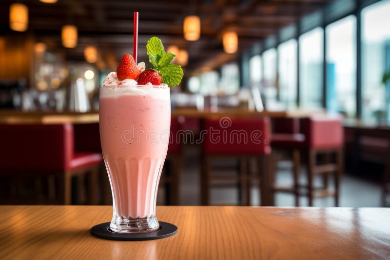 Refreshing Strawberry Milkshake in Glass, Ideal for Breakfast with ...
