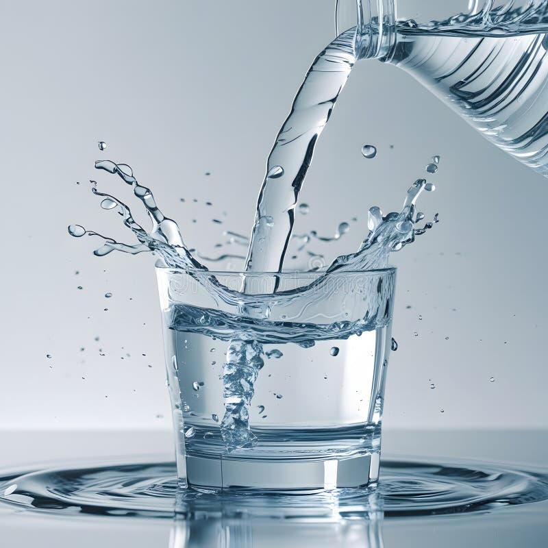 A Refreshing Stream of Clean Water is Poured into a Glass, Creating ...