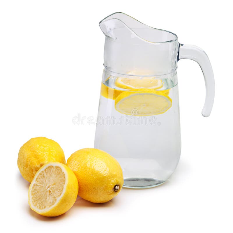 So Refreshing. Studio Shot of a Jug of Cold Water with Lemons Isolated ...