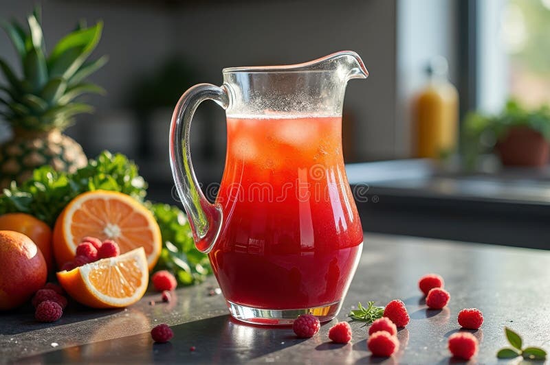 Refreshing Summer Berry Punch with Citrus and Pineapple in Glass ...