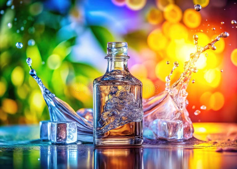 A Refreshing Summer Beverage Sparkling Hydration with Cube Ice and a ...