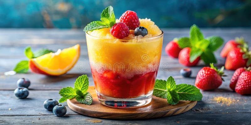 Refreshing Summer Blend Layered Frozen Fruit Drink with Berries and ...
