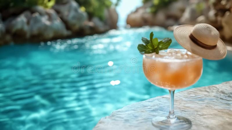 Refreshing Summer Cocktail by the Poolside Stock Footage - Video of ...