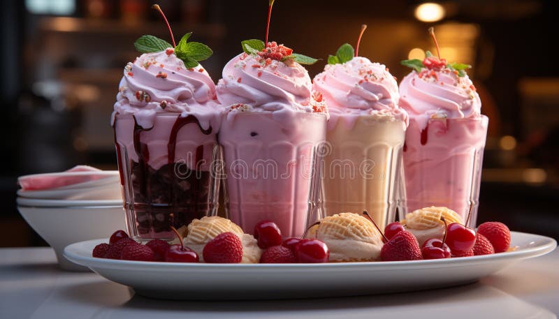 A Refreshing Summer Dessert Strawberry and Raspberry Ice Cream ...