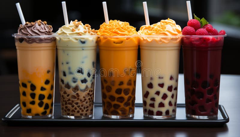 Refreshing Summer Drink Ice Cold Bubble Tea with Passion Fruit ...
