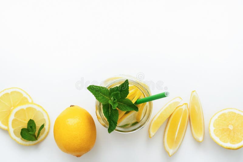 Refreshing Summer Drink. Ingredients for Making Lemonade. Top View ...