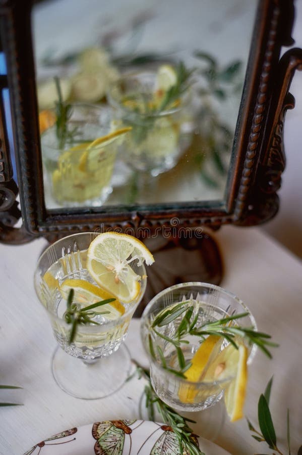 Refreshing Summer Drink with Lemon.Thirst-quenching Water. Stock Image ...