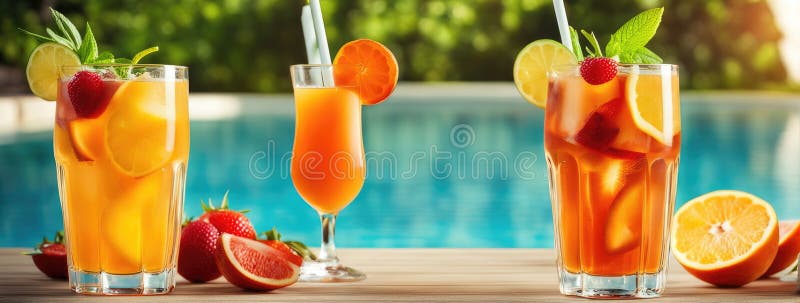 Refreshing Summer Drink by the Pool Stock Image - Image of pool ...
