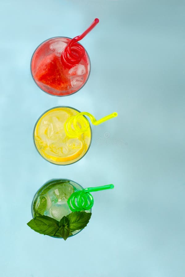 Refreshing Summer Drinks. Fresh Drinks with Ice Stock Photo - Image of ...