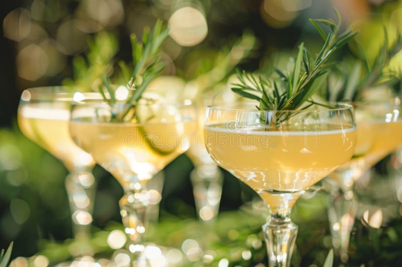 Refreshing Summer Drinks Garnished with Fruit and Herbs on a Rustic ...