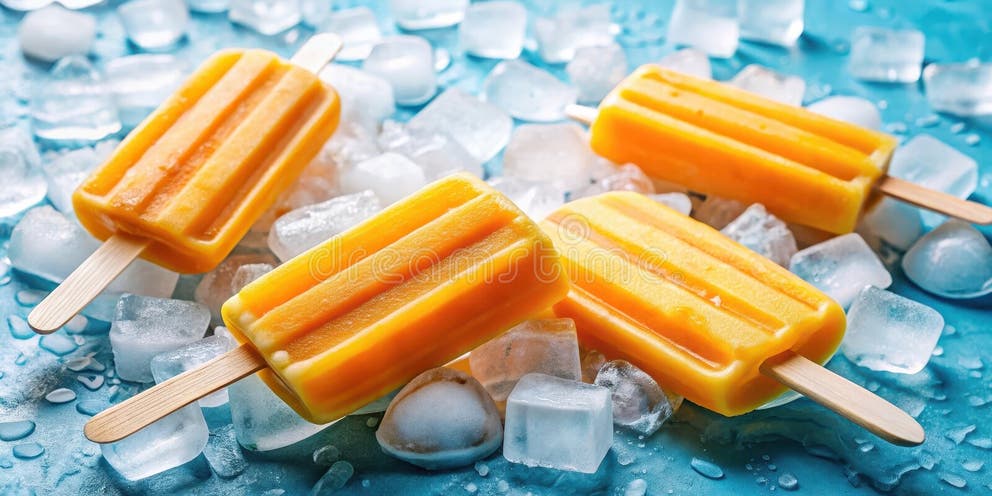 Refreshing Summer Fruit Ice Pops Chilling on Ice. Generative AI Stock ...