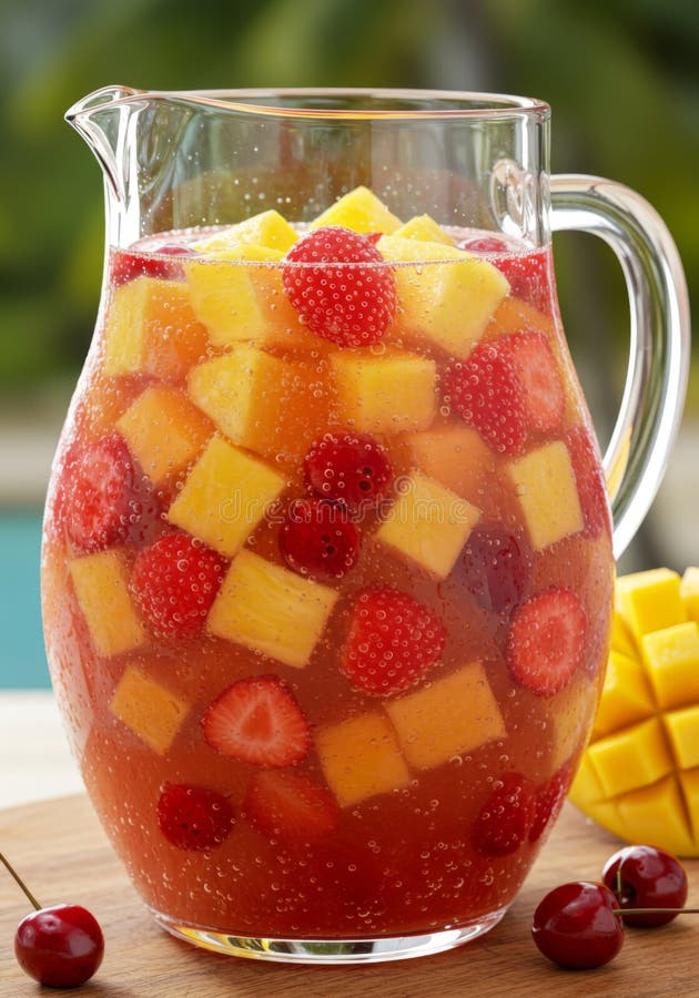 Refreshing Summer Fruit Punch in Glass Pitcher Stock Illustration ...