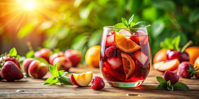 Refreshing Summer Fruit Punch with Ice Cubes and Mint Garnish ...