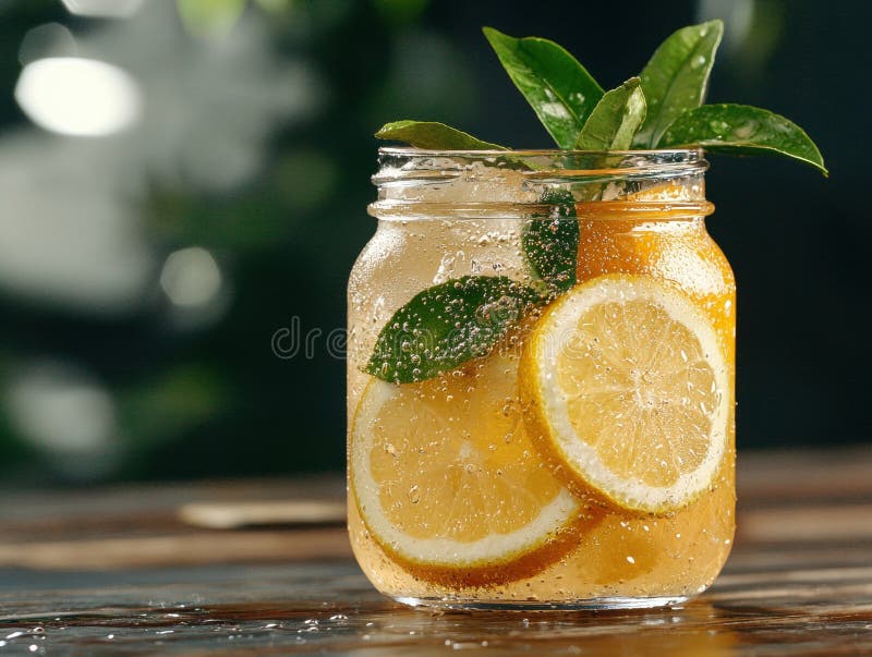 Refreshing Summer Lemonade in a Mason Jar Stock Illustration ...