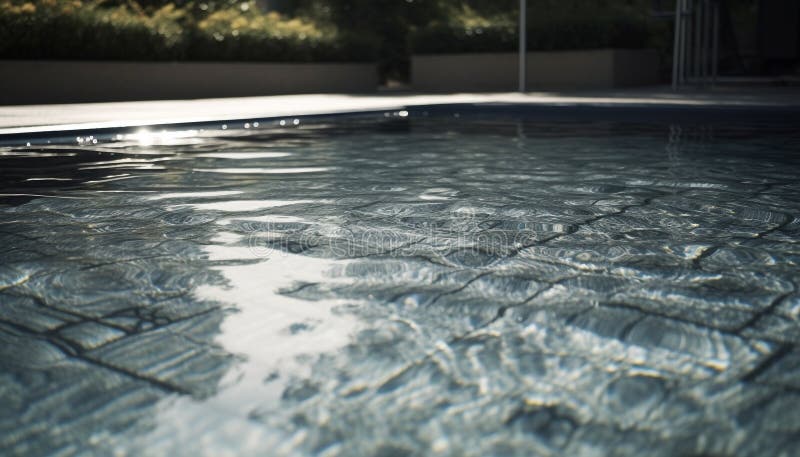 Refreshing Summer Pool Reflects Tranquil Nature Beauty in Rippled Water ...