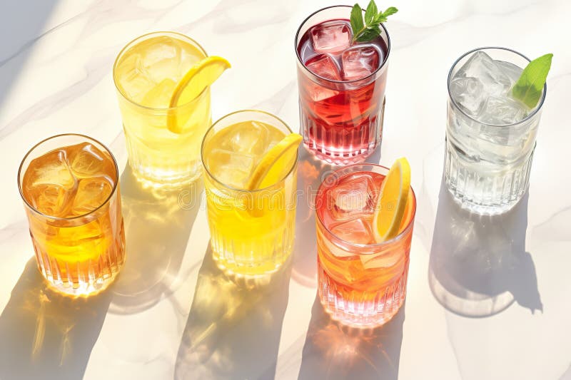Refreshing Summer Sips: Vibrant Cocktail Collection. Stock Illustration ...