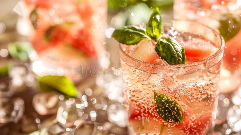 A Refreshing Summer Spritzer with a Mix of Watermelon and Basil Served ...