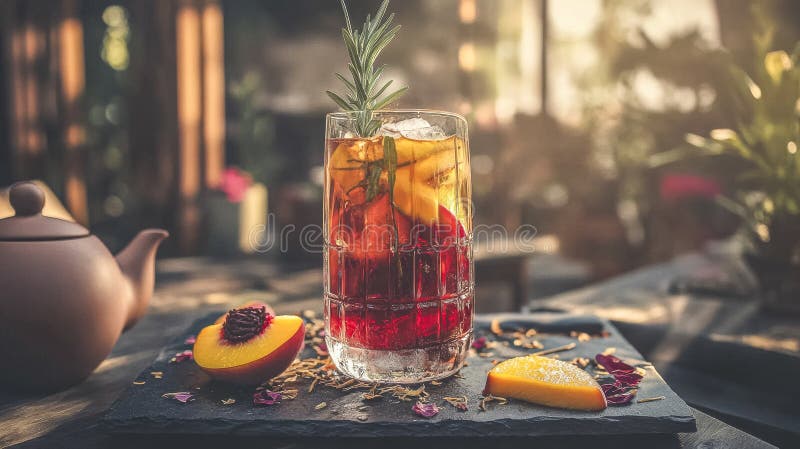 Refreshing Tea Cocktail with Peach and Rosemary for Summer Parties ...