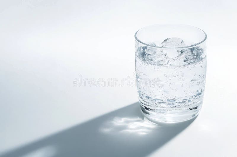 Refreshing Tonic Water in a Clear Glass with Ice on a Clean White ...