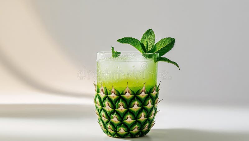 Refreshing Tropical Drink in Pineapple Cup Stock Photo - Image of ...