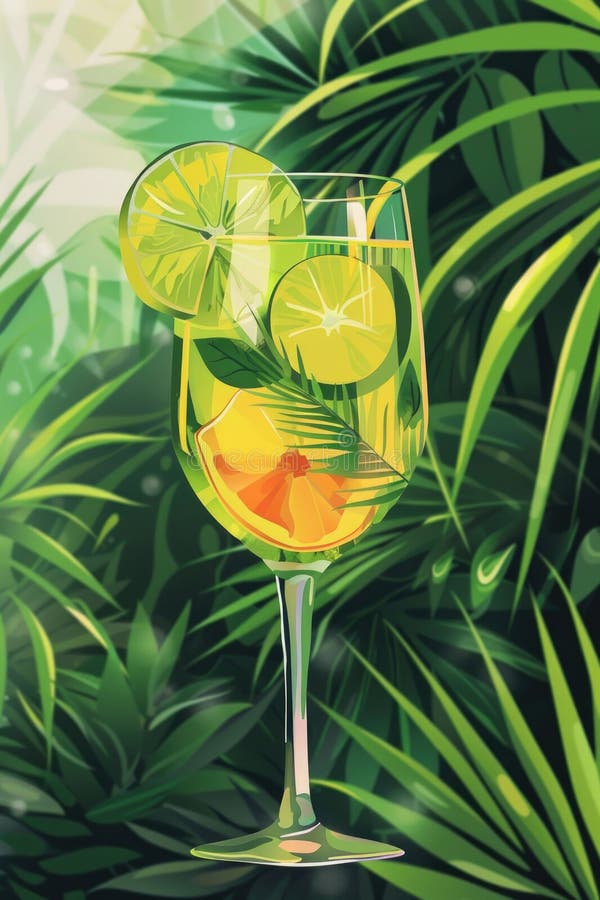 A Refreshing Tropical Gin Tonic Surrounded by Lush Greenery Stock ...