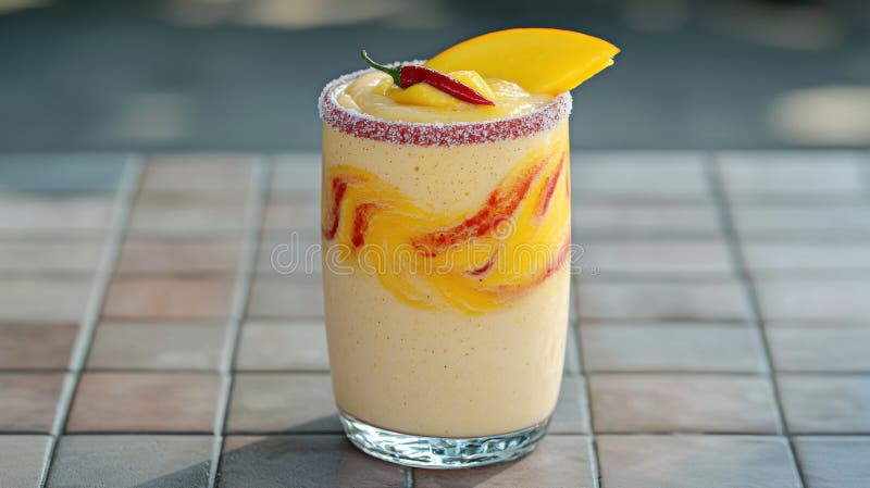 Refreshing Tropical Smoothie with Mango and Chili Stock Illustration ...