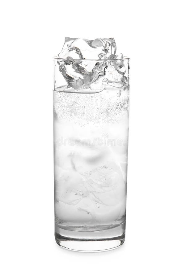 Refreshing Water with Ice in Glass Isolated on White Stock Image ...