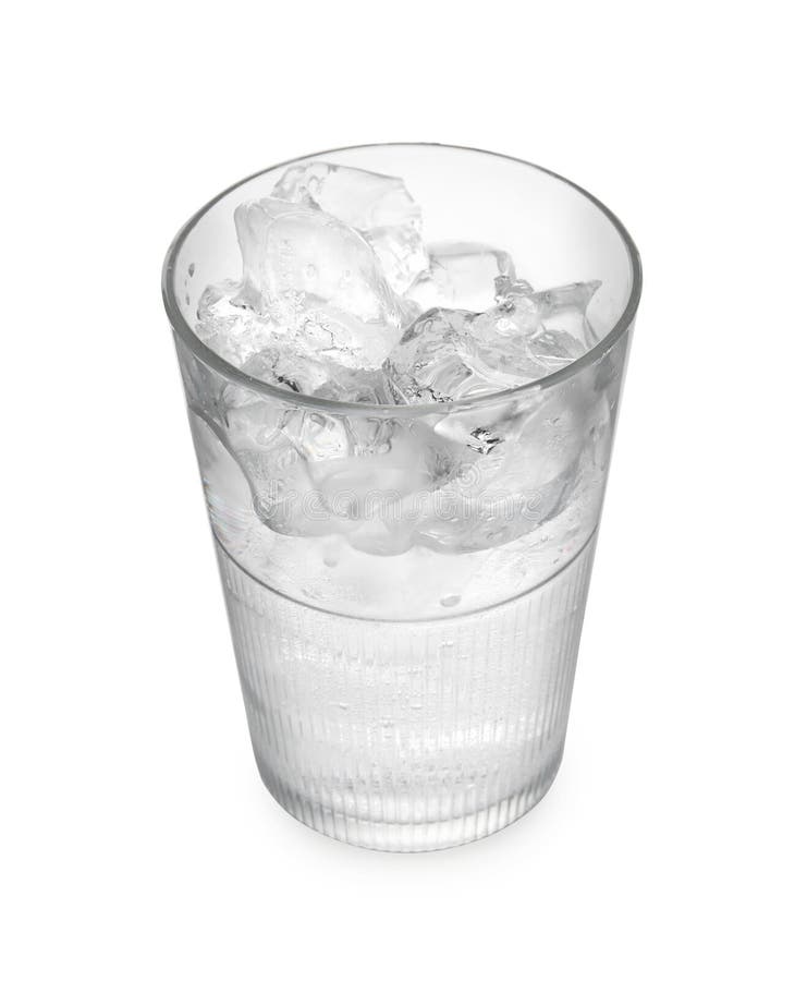 Refreshing Water with Ice in Glass Isolated on White Stock Photo ...
