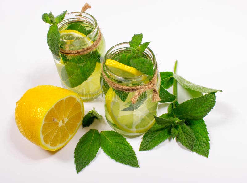 Refreshing Water with Lemon, Mint and Cucumber Stock Image - Image of ...
