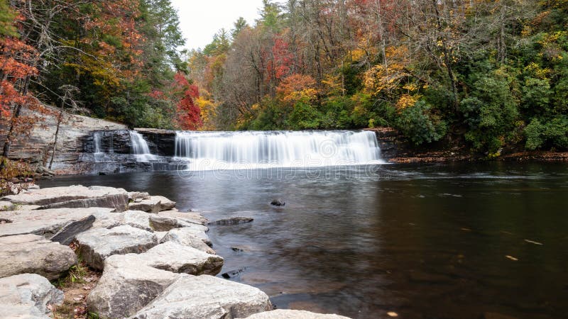 Refreshing Waterfall Hidden Deep in the Autumn Forest Stock Image ...