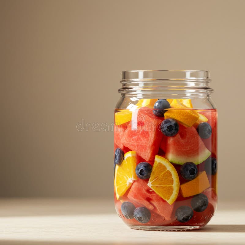 Refreshing Watermelon Blueberry Infused Water in Glass Jar Stock ...