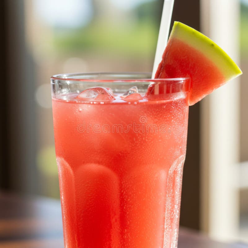 Refreshing Watermelon Drink with Ice in Glass Stock Illustration - Illustration of cold ...