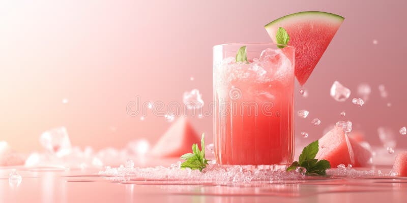 Refreshing Watermelon Juice with Ice and Mint for Summer Hydration Stock Illustration ...