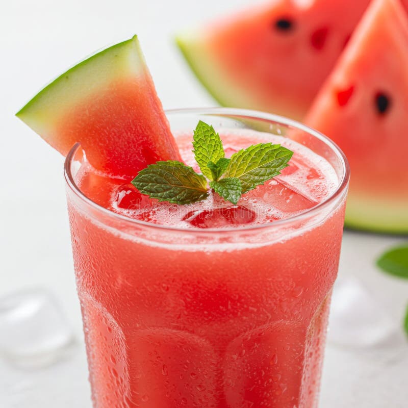 Refreshing Watermelon Juice with Mint and Ice Stock Illustration - Illustration of mint, life ...