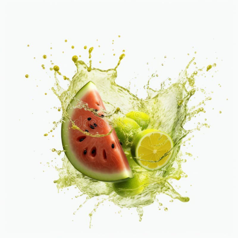 Refreshing Watermelon Lemonade Splash on White Background Stock ...