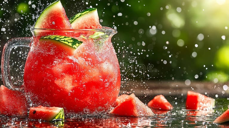 Refreshing Watermelon Lemonade with Splashes and Chunks of Watermelon ...