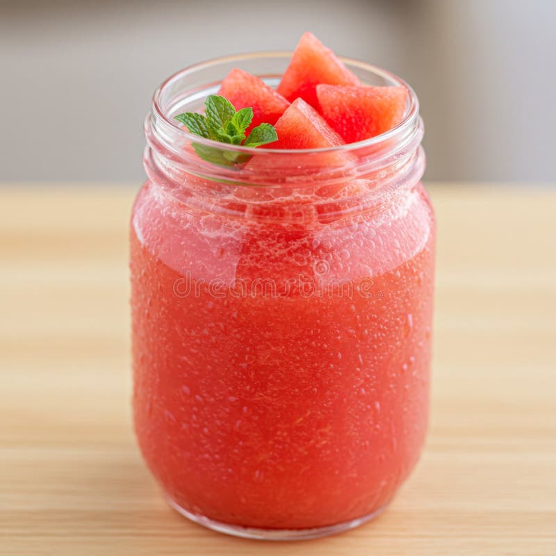 Refreshing Watermelon Smoothie in a Jar Stock Illustration ...