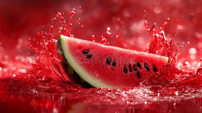 Refreshing Watermelon Splash in Vibrant Red Stock Illustration - Illustration of splash ...
