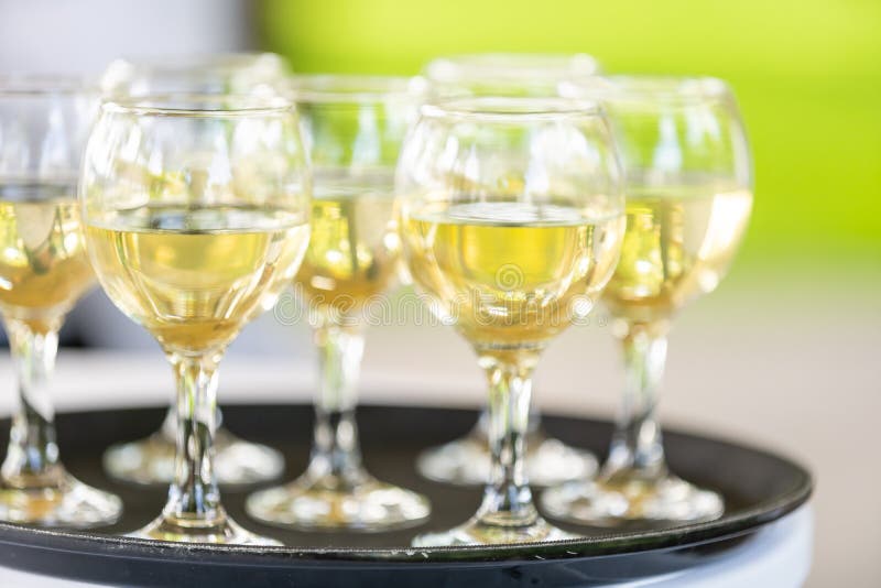 Refreshing White Wine in a Glass on a Background Stock Image - Image of ...