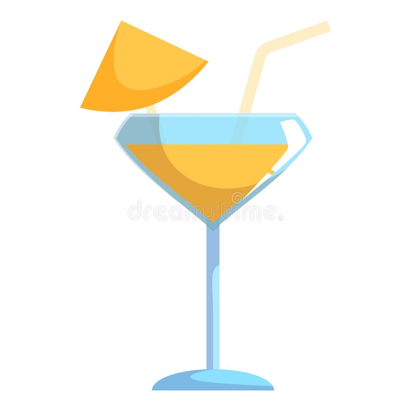 Refreshing Yellow Cocktail with a Slice of Fruit and Straw in a Martini ...