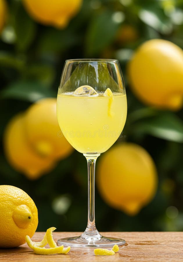 Refreshing Yellow Lemon Cocktail in Glass with Zest Stock Illustration ...