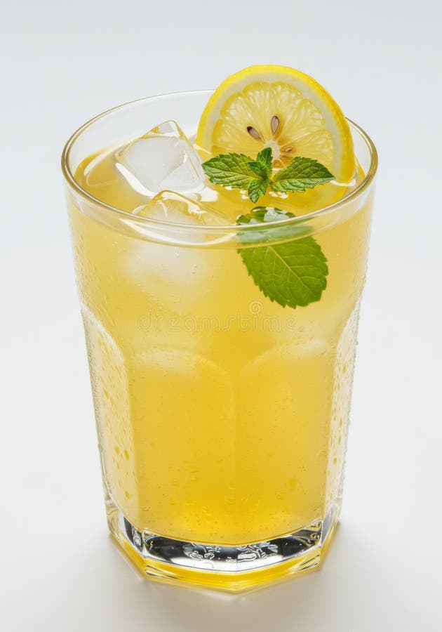 Refreshing Yellow Lemonade with Lemon and Mint Stock Illustration ...